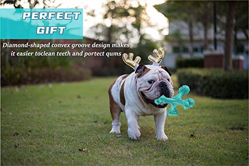 CVALIN Dog Chew Toys for Aggressive Chewers Large Breed,Indestructible Bones Toy,Durable Cleaning Toothbrush Natural Rubber Dog Toys
