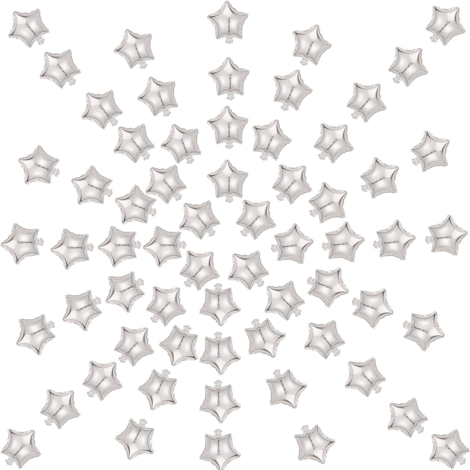 100Pcs 5'' Star Foil Balloons Five-Pointed Star Shape Balloons for Birthday Party Wedding Baby Shower, Gender Reveal, birthday or Engagement Party Decoration (Silver)
