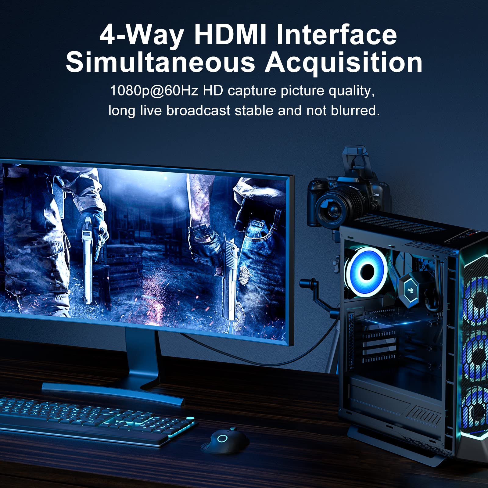 ACASIS 4K HDMI PCIe x4 Video Capture Card Stream and Record in 1080p60 with Ultra-Low Latency for Video Conferencing, Teaching, Streaming, Broadcasting on OBS, Zoom, Teams with Multicam, PC