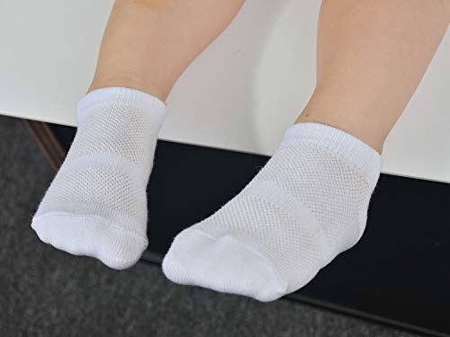 EPEIUS Baby Socks with Grips Cotton Breathable Mesh Infant Girls/Boys Non Slip/Skid Socks for 6-12 Months,12 Pairs Pack,Mixed Color,Black and White and Grey