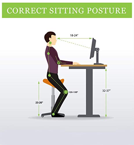 2xhome - Ergonomic Backless Rolling Saddle Stool Office Chair with Adjustable Height and Tilt, Black