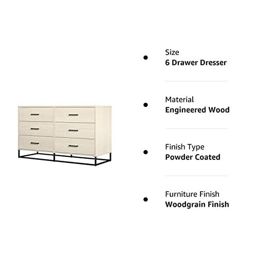 Novogratz Kelly 6 Drawer, Ivory Oak Dresser