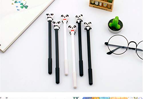 12pcs 0.5mm Cute Kawaii Animal Panda Pens Black Ink Gel Pens Fine Point Roller Pens (White)