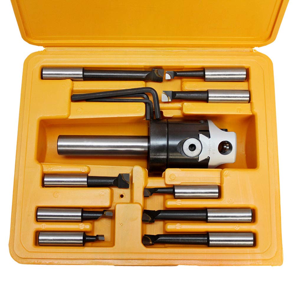 2 inch Boring Head with Straight Shank and Set of 9 Pcs of 1/2 inch Boring Bar