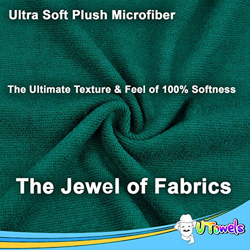 Cleaning Washcloth Towels - Large 27" x 16" Microfiber Rags - Highly Absorbent, Lint Free Streak Free for House, Kitchen, Car, Window Detailing Reusable Shop Towels (6-Pack, Forest Green)