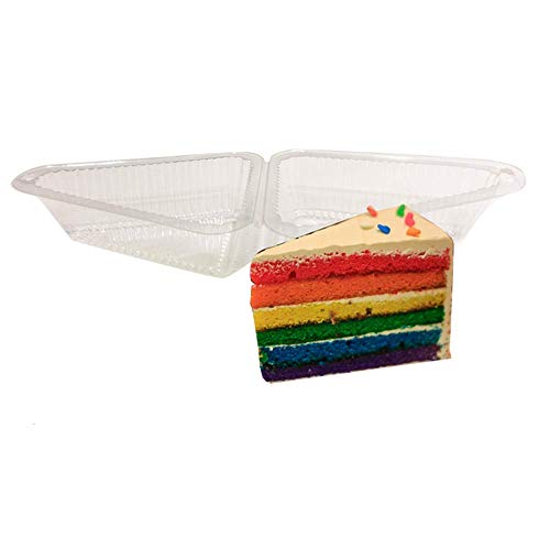 50 Pack Cheesecake Containers,Clear plastic Hinged Cake Slice Container 4 inch x 3 inch
