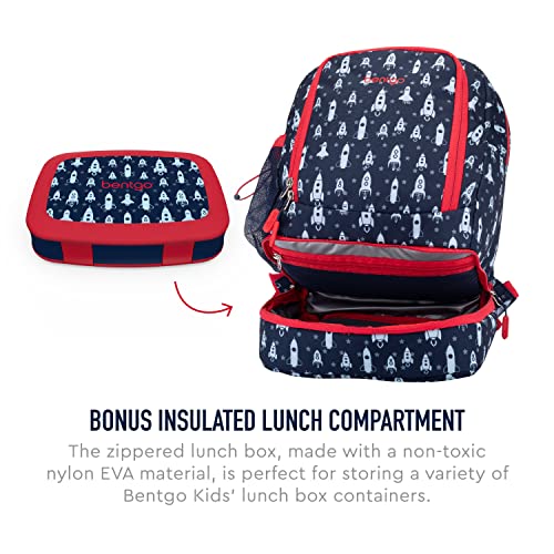 Bentgo 2-in-1 Backpack & Insulated Lunch Bag Set With Kids Prints Lunch Box (Space Rockets)