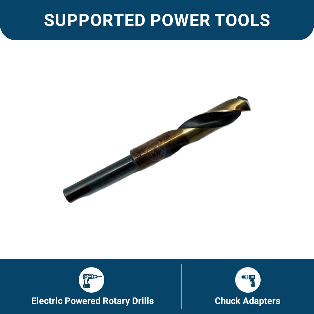Benchmark Abrasives 23/32” Diameter HSS Silver & Deming Drill Bit Black & Gold Cutting Tool, 1/2" Shank for Hard Metal, Stainless Steel, Cast Iron, Wood - (23/32")