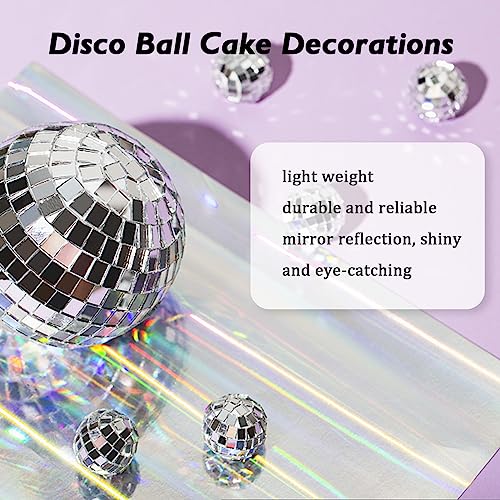 16 PCS Disco Ball Cake Toppers 3 Sizes Mini Disco Balls 70's Cupcake Picks Small Disco Ball Table Centerpiece for 1970s Disco Music Birthday Hip Hop Dance Theme Party Decorations Supplies