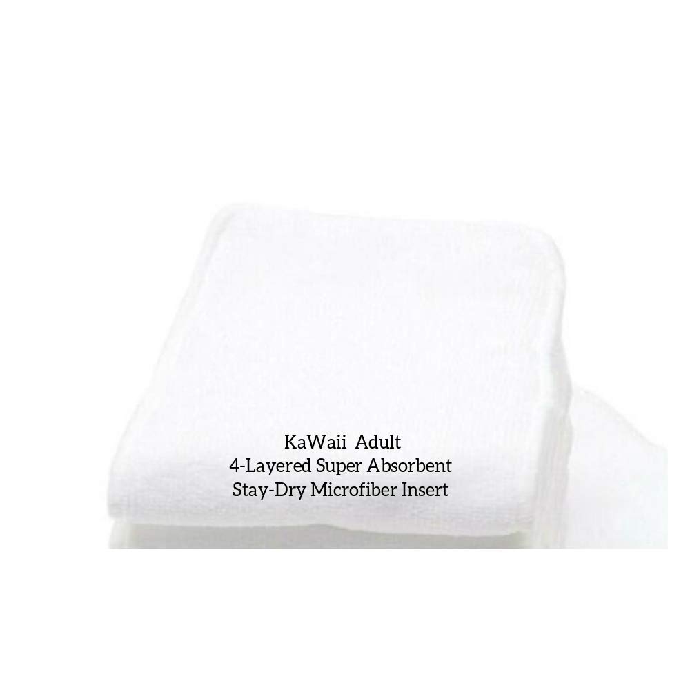 3-Pack Kawaii Adult/Women/Teen Reusable Cloth Diaper Insert, Incontinence, Pregnancy, Childbirth, Super Absorbent 4-Layer Microfiber Insert Oversize 48.5 x 19 cm
