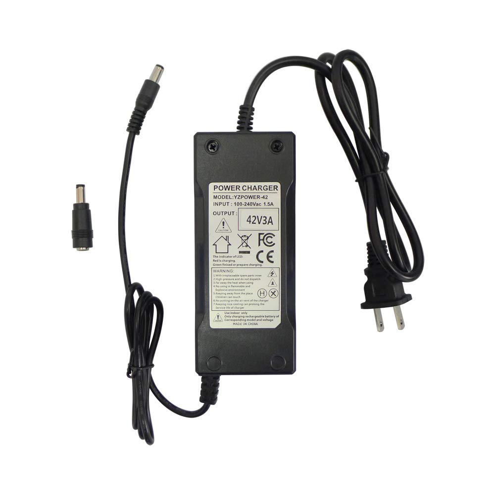 Abakoo 42V 3A Charger Power Supply Adapter for 36V 8Ah-15Ah Lithium Li-ion Battery Pack with DC 5.5 x 2.5mm/5.5 x 2.1mm