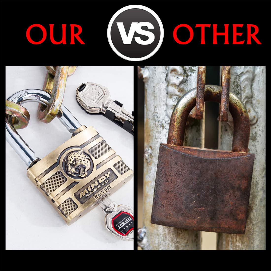 2in Hardened Keyed Hardware Padlock with 4 Special Keys