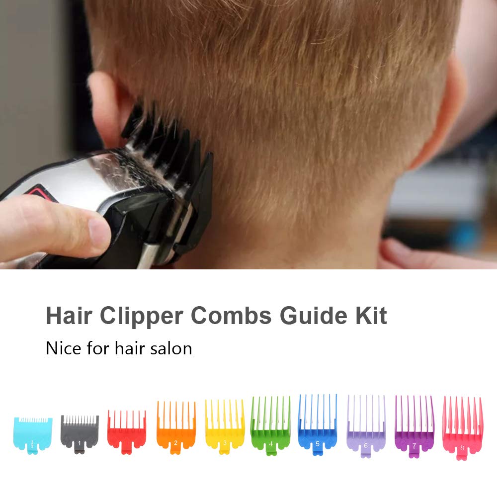 10Pcs Colorful Clipper Guards,Professional Hair Clipper Guards Set 1/16" to 1",Fits for Most Wahl Clippers/Trimmers