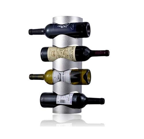 HAOZHAO 4 Bottles Creative Stainless Steel Wall Mounted Red Wine Holder Wine Bottle Storage Rack Storage Shelf Holders (Color : Silver)