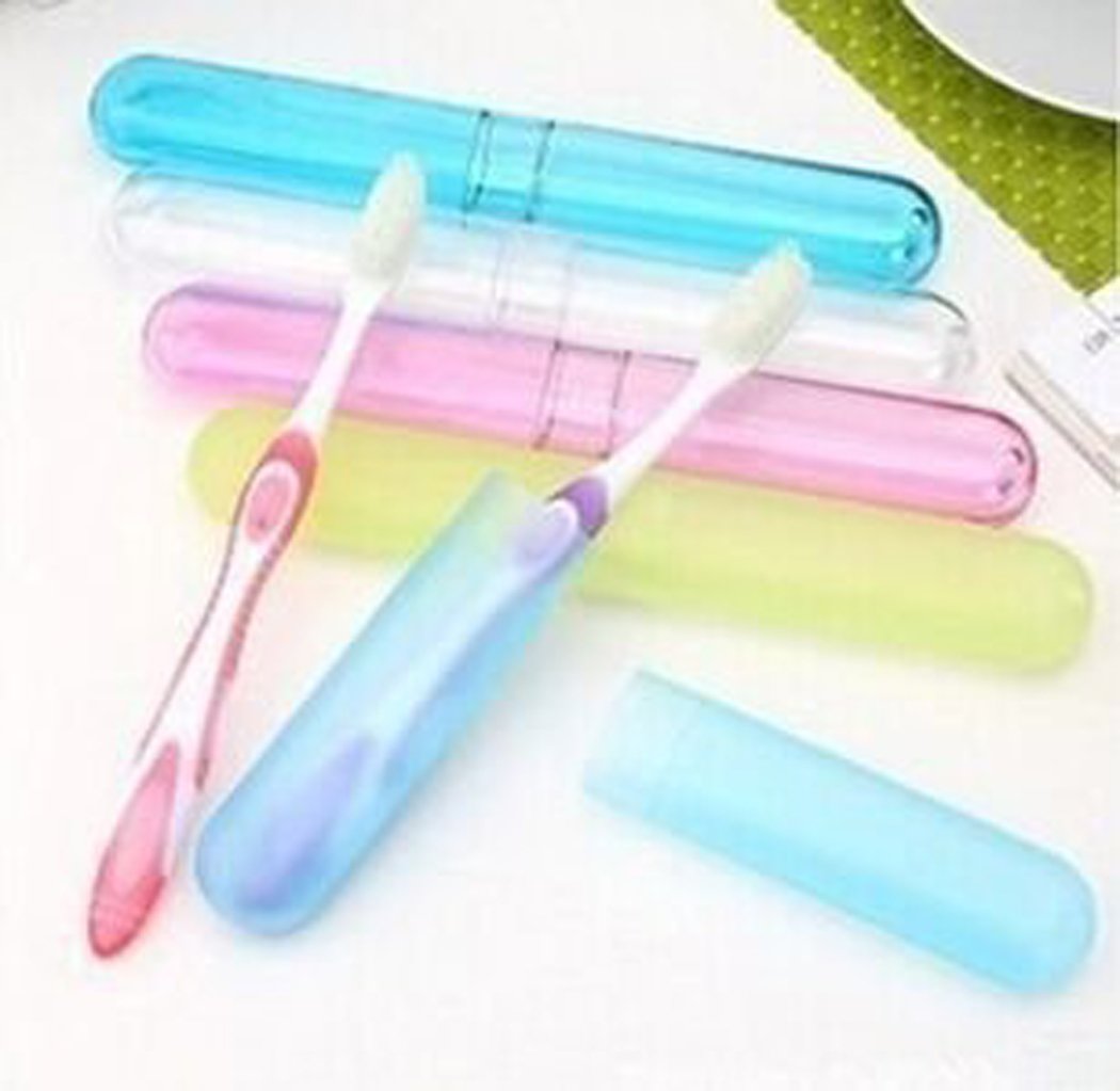 4 Pieces Portable Plastic Toothbrush Case Container Storage for Travel