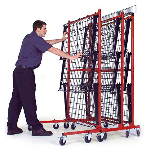 Prolific Parts Caddy Pro - Auto Body Parts Rack with Wheels - 50"W x 73"H x 31"D - Multiple Shelf Positions – All Steel Construction - RED