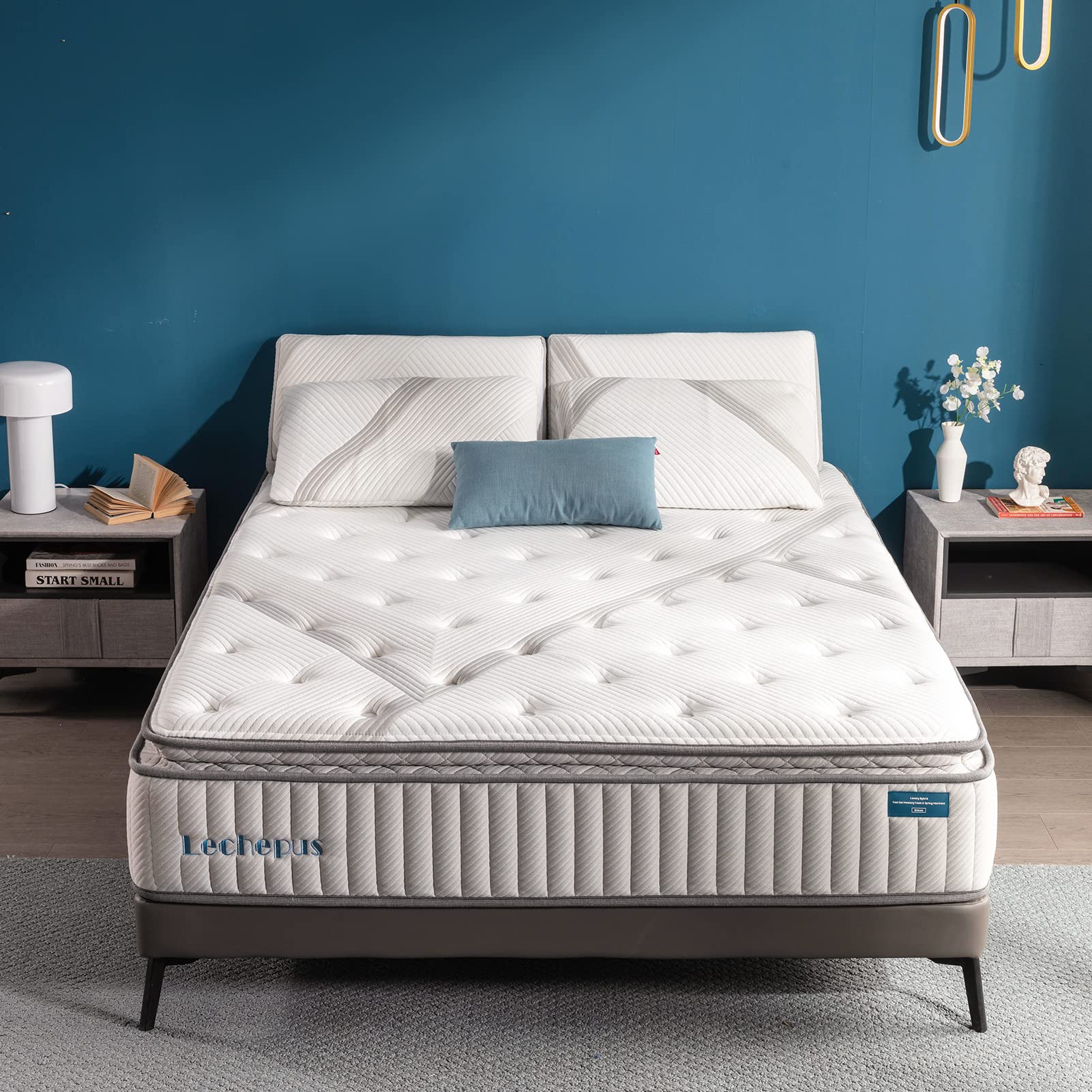 12 Inch Queen Mattress, Lechepus Cool Gel Memory Foam Hybrid Mattress with Pocket Innerspring, Medium Firm Pillow Top Mattresses for Supportive & Pressure Relief