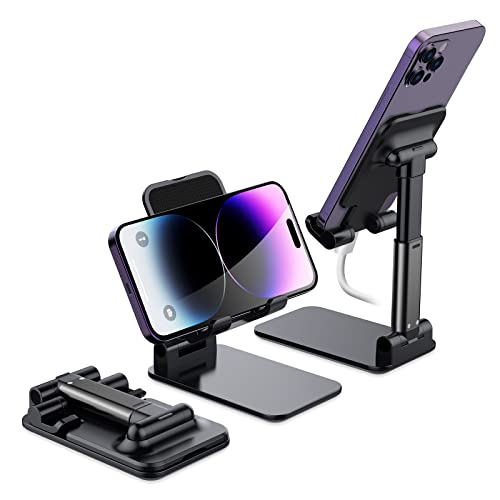 Adjustable Cell Phone Stand for Desk - Fully Foldable & Portable iPhone Stand, Office Mobile Phone Stand Holder,Cellphone Stand for iPhone 14 Plus 14 13 12 11 Pro Max Mini, Samsung, Smartphones(4-10")