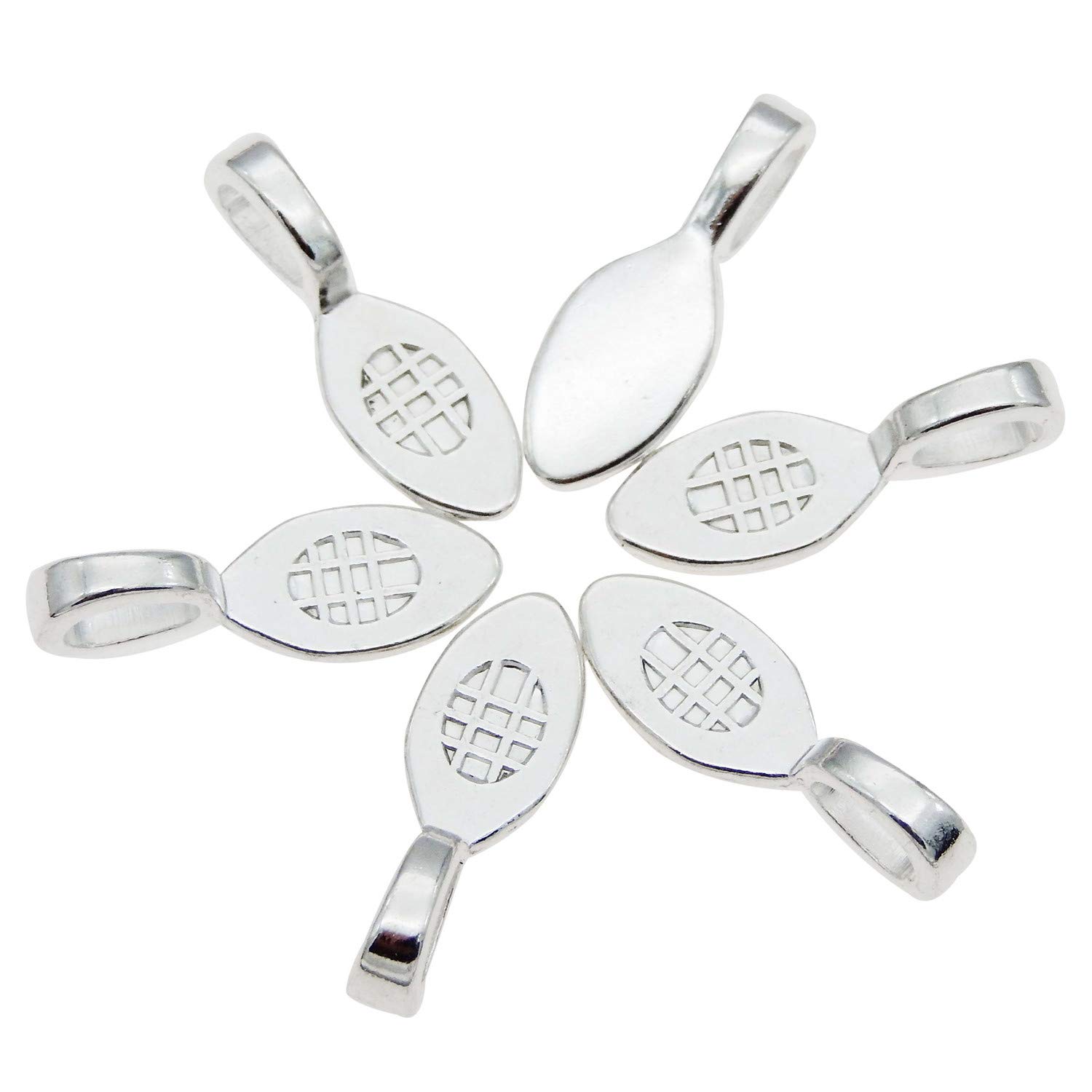 100pcs Silver Glue on Bail Charm Pendant Earring Bails for Glass Tile DIY Pendants Finding 22x8mm