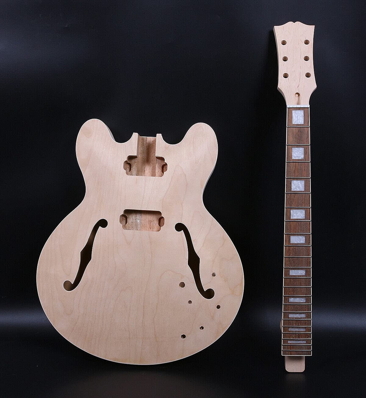 1set Guitar Kit ES335 Guitar neck 22fret 24.75inch Guitar Body Semi Hollow Body With Hardwares