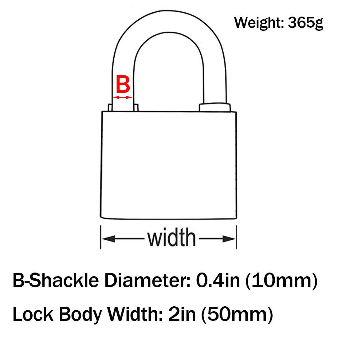2in Hardened Keyed Hardware Padlock with 4 Special Keys