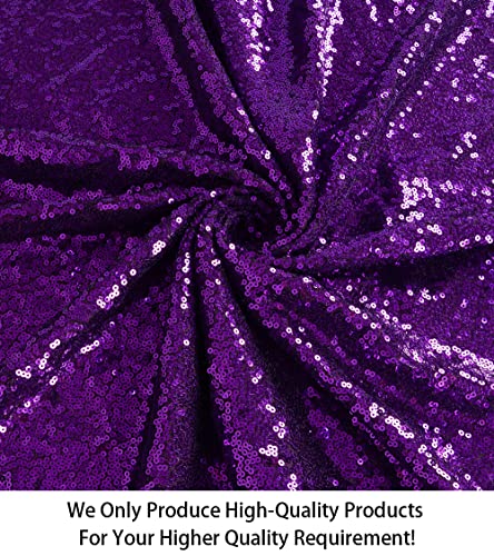 3 Feet 1 Yards Sequin Fabric, by The Yard, Sequin Fabric, Tablecloth, Linen, Sequin Tablecloth, Table Runner Photo Booth Backdrop,Ready to Ship!! (Purple)