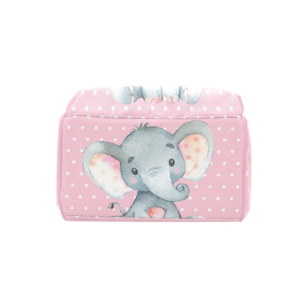Pink Polka Dot Elephant Diaper Bags Backpack Personalized Baby Bag Nursing Nappy Bag Travel Tote Bag Gifts