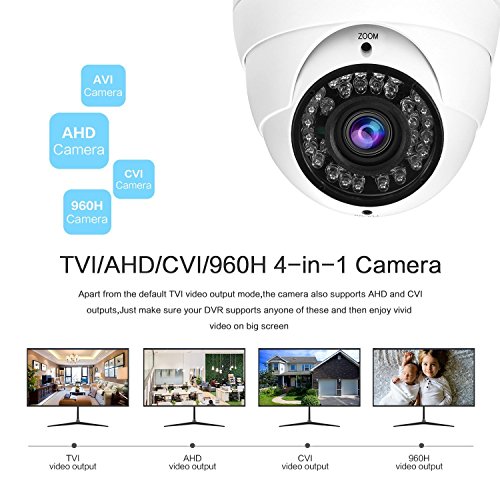 2MP 1080P Analog Security Dome Camera for CCTV Coax Analog DVR System, 100ft IR Night Vision, 2.8-12mm Manual Varifocal Lens, Outdoor, Compatible with Hikvision, Dahua, Lorex, Amcrest Coax DVR