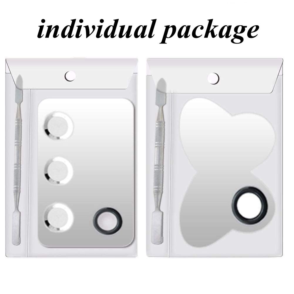 2 Pack Makeup Palette with Spatula, Stainless Steel 3-well Cosmetic Palette and Butterfly Makeup Palette, Nail-art Mixing Blending Makeup Tools for Eye Shadow, Eyelash, Lipsticks, Nail Art
