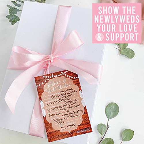 50 Rustic Wedding Advice Cards - Wedding Card Boxes For Reception, Wedding Guest Book Alternative, Advice Cards For Bride and Groom, Bridal Shower Games For Guests, Advice For the Bride Wedding Games