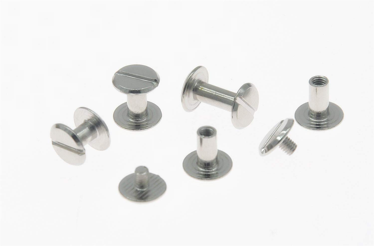75 Sets Screw Post Metal Chicago Screws Binding Screw Leather Screw Nail Rivet Button Solid Belt Tack Screw (Silvery 1/4 5/16 3/8 Inches)