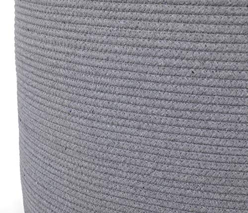 24" x 24" x 17" Max Size Large Cotton Rope Basket, Extra Large Storage Basket, Woven Laundry Hamper, Cloth Storage Bin, for Blankets Clothes Towels Pillows in Living Room, Full Grey
