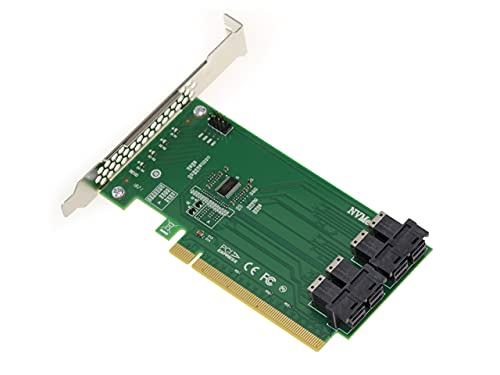 16x PCIe Controller Board for 4 U.2 NVMe SSDs (U2 68Pin SFF-8639) with Four SFF-8643 Ports. Bifurcation Mode Only.