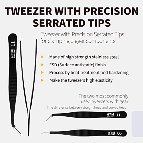 13 Pcs Sharp Precision Tweezers Set,Anti-Static Stainless Steel Esd Tweezers Kit For Craft, Jewelry, Electronics Repair, Soldering & Laboratory Work.And Used for Beauty Etc