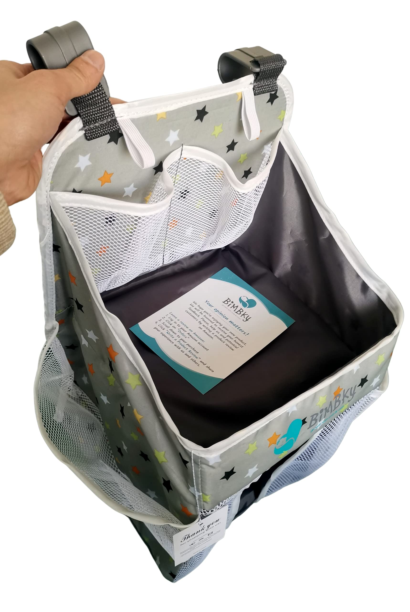 BiMBKy Hanging Diaper Caddy Organizer, Grey, Stacker For Crib, Nursery Storage For Changing Table, Practical And Ideal For Newborn Boy And Girl – 17’’ x 10’’ x 10’’