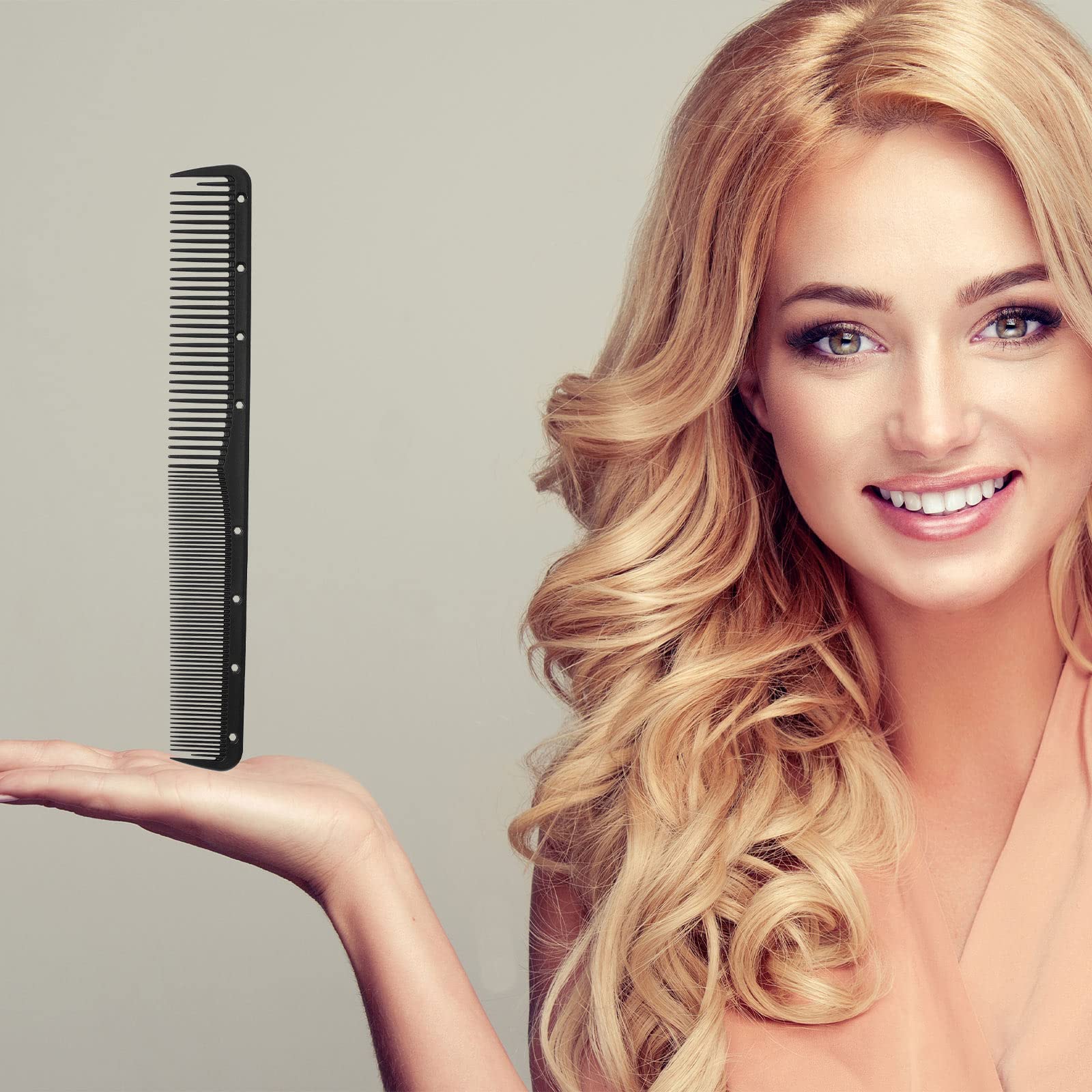 3 Pieces Carbon Fine Cutting Comb Carbon Fiber Salon Hairdressing Comb Hairdressing Comb Heat Resistant Barber Comb (Black)