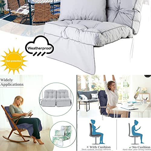 3 Pack Replacement Swing Cushions for High Back Outdoor Chair, Waterproof Deep Seat Cushions with Matching Scatter Cushion Patio Indoor Non Slip Rocking Chair Pads with Ties(Khaki 3 Pack)
