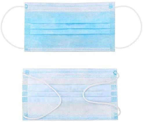 3PLY [Choose] 50Pcs | 500Pcs | 3000Pcs Disposable Face Masks 3 Ply Protective Safety Mask for Dust, Air Pollution with Elastic Earloop (Blue) (50)
