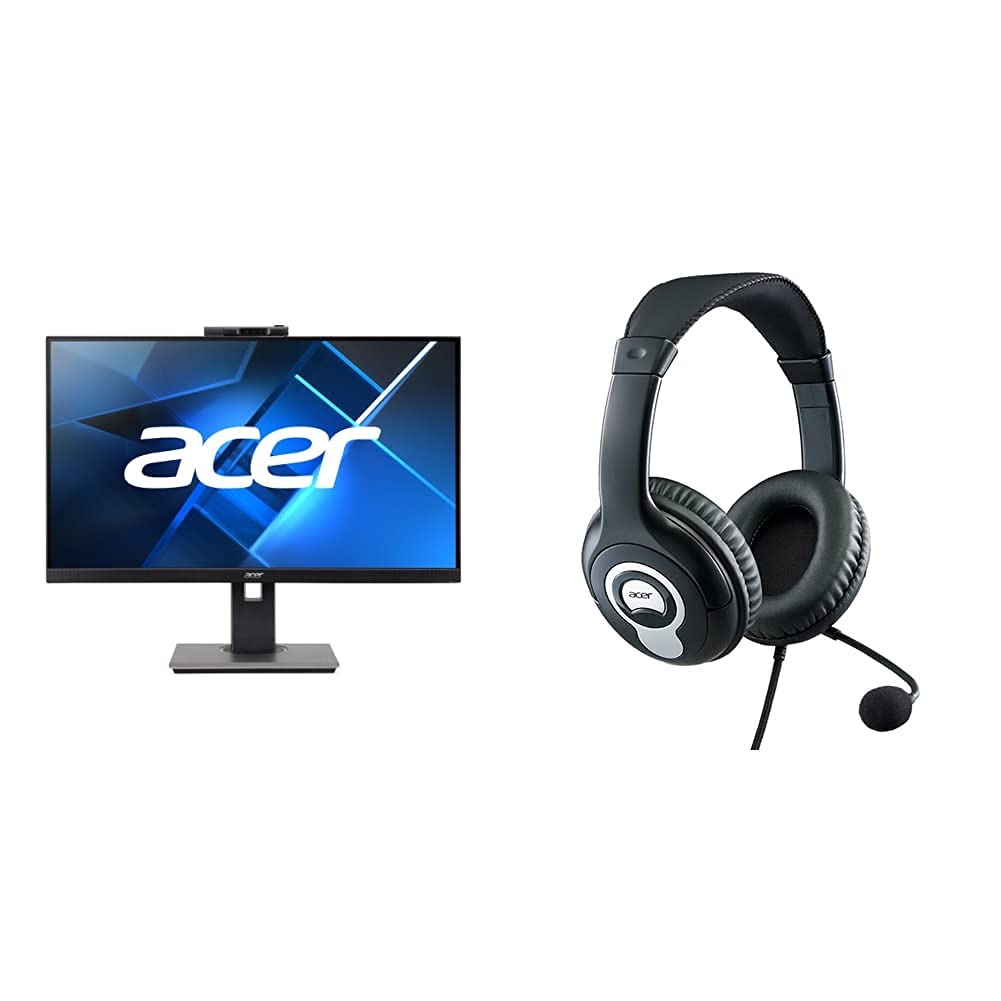 Acer B247Y Dbmiprczx 23.8" FHD IPS Ergo Stand Professional Adaptive-Sync Monitor, FHD Webcam with Microphone,(DP, HDMI, VGA and USB Ports) Wired Headset with Flexible Omnidirectional Mic
