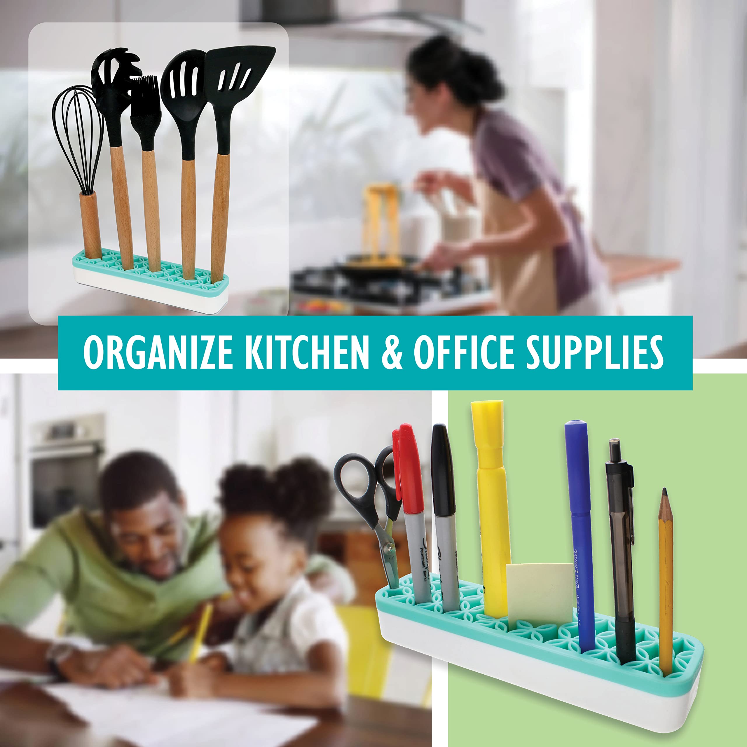 The Beadsmith Keeper Crafter Silicone Holder β Flexible Dividers Accommodate Makeup & Beauty Supplies, Sewing, Art & Paint Brushes, Jewelry Making Tools, Desk/Office Storage