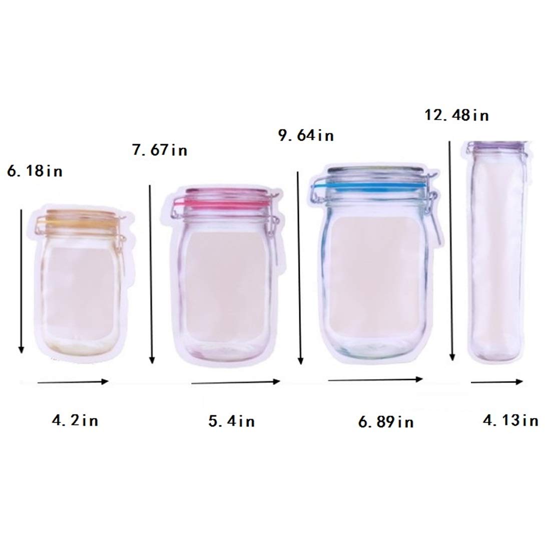 10Pcs Mason Jar Pattern Food Storage Bag Reusable Portable Stand Up Smell Proof Ziplock Bags Snack Saver Container Retail Package Bag Frosted Pouches Blue 9.6×6.7in (24.5×17.5cm)