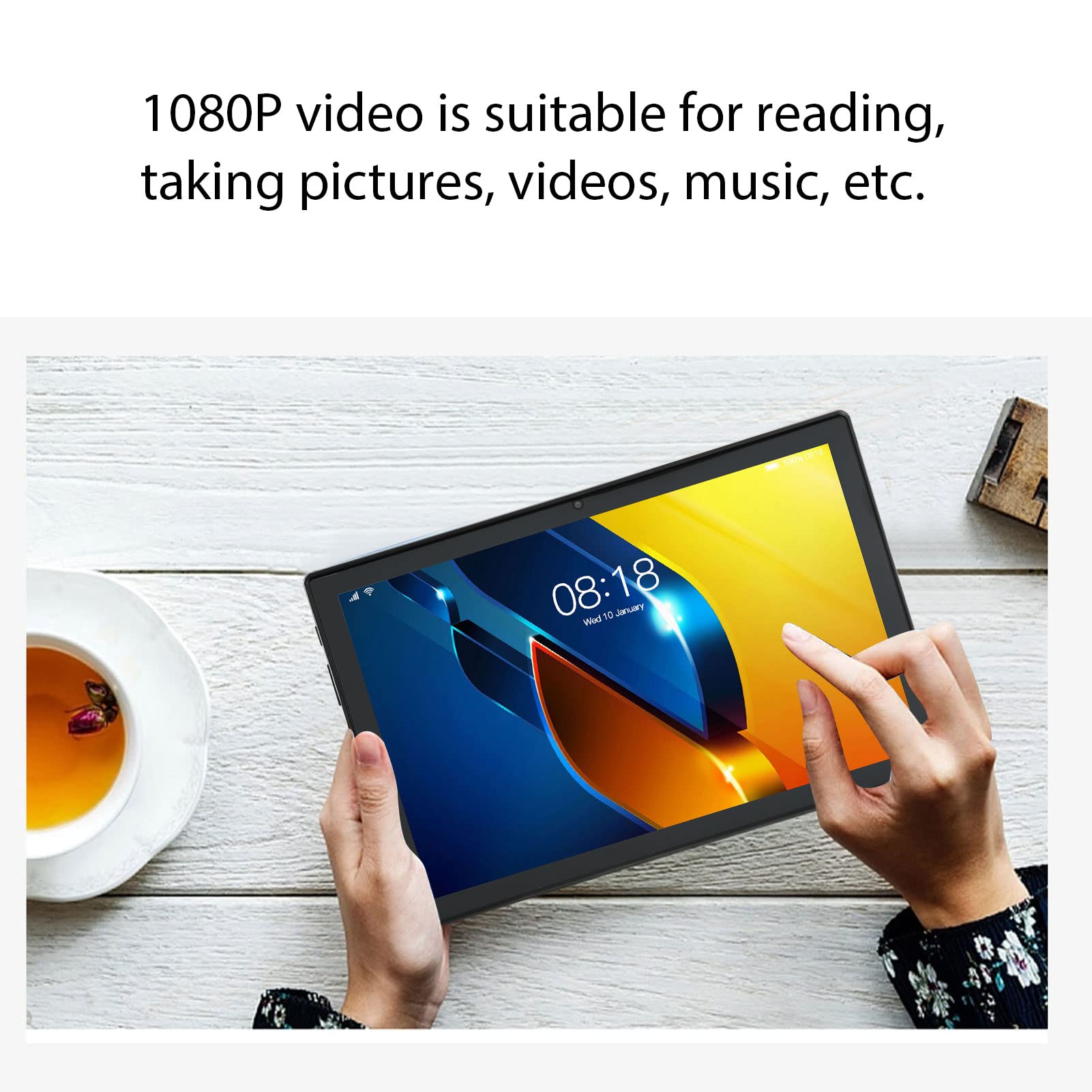10in Tablet, MT6755 8 Cores 2.2Ghz Silver Grey Calling Tablet 1920x1200 IPS for Office (US Plug)