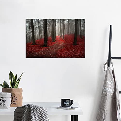 QYHART Forest Canvas Wall Art Posters HD Pictures Prints Artwork for Living Room Bedroom Modern Home Decor Painting Stretched and Framed Ready to Hang [18''W x 12''H]