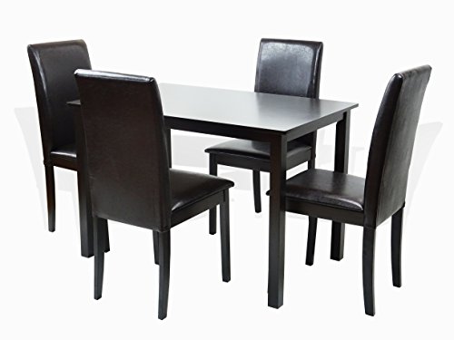 3 Pc Dining Room Dinette Kitchen Set Square Table and 2 Fallabella Chairs Classic Style Solid Wood Espresso Finish Rattan Wicker Furniture