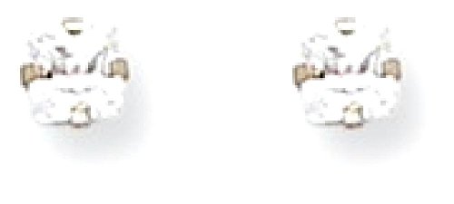 14K White Gold 3mm Square Cubic Zirconia CZ Stud Earrings