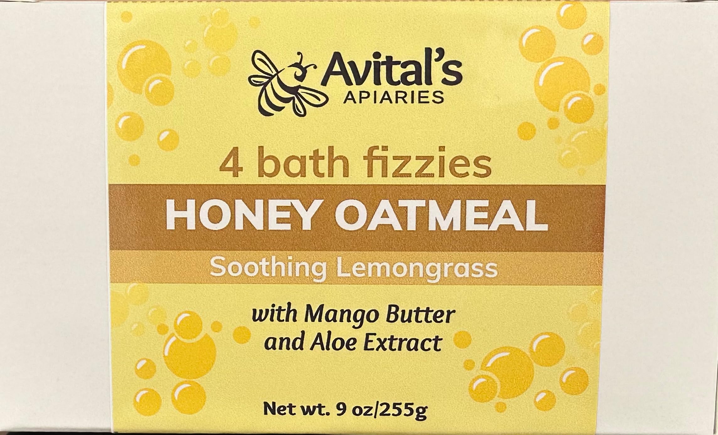 4 Handmade Raw Honey & Colloidal Oatmeal Bath Bombs with Lavender & Lemongrass Essential Oils to soothe hydrate dry skin