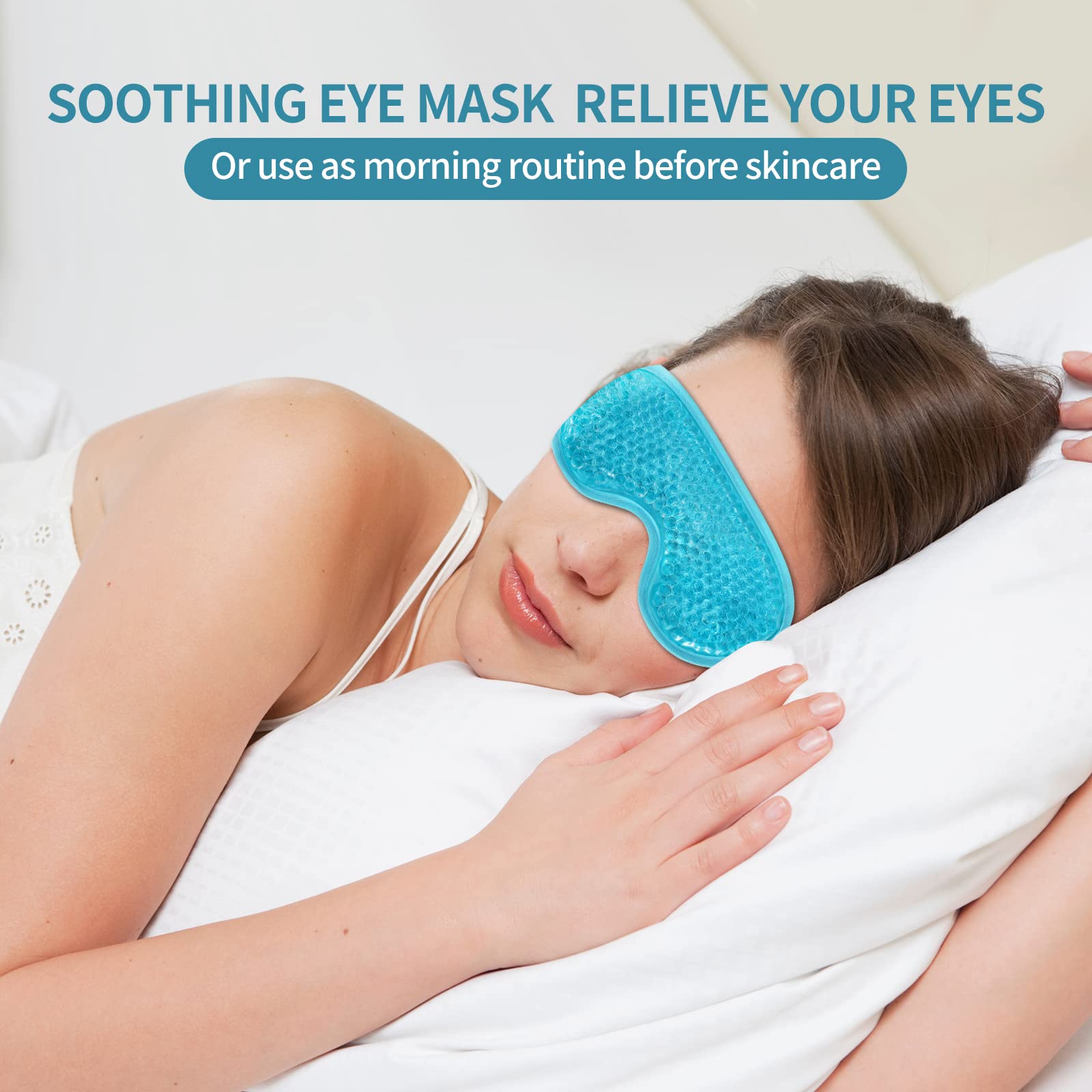 2PCS Gel Eye Mask, Reusable Hot Cold Therapy Eye Mask for Puffiness /Dark Circles/Eye Bags /Dry Eyes/Headaches/Migraines/Stress Relief, Cooling and Compress Eye Mask (Blue)