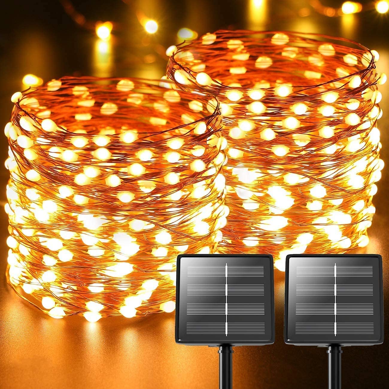 170ft 480 LED Solar Fairy String Lights, Outdoor Twinkle String Lights Porch Garden Decor, 2 Pack Each 85FT Waterproof Rope Lights Decorative Christmas Copper Wire for Backyard Patio