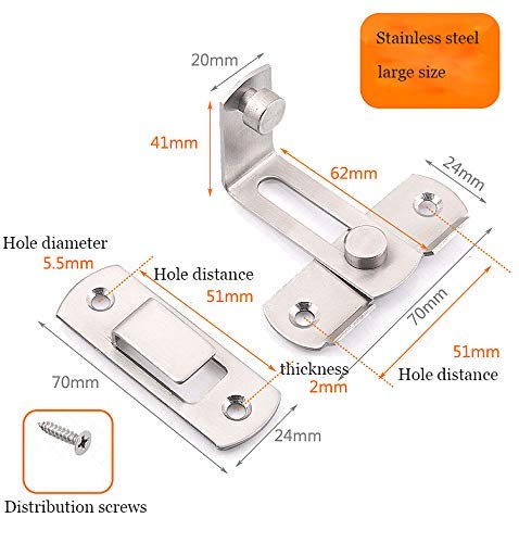 90 Degree Right Angle Lock for Locking Sliding barn Door Locks and latches Satin Chrome Door latches
