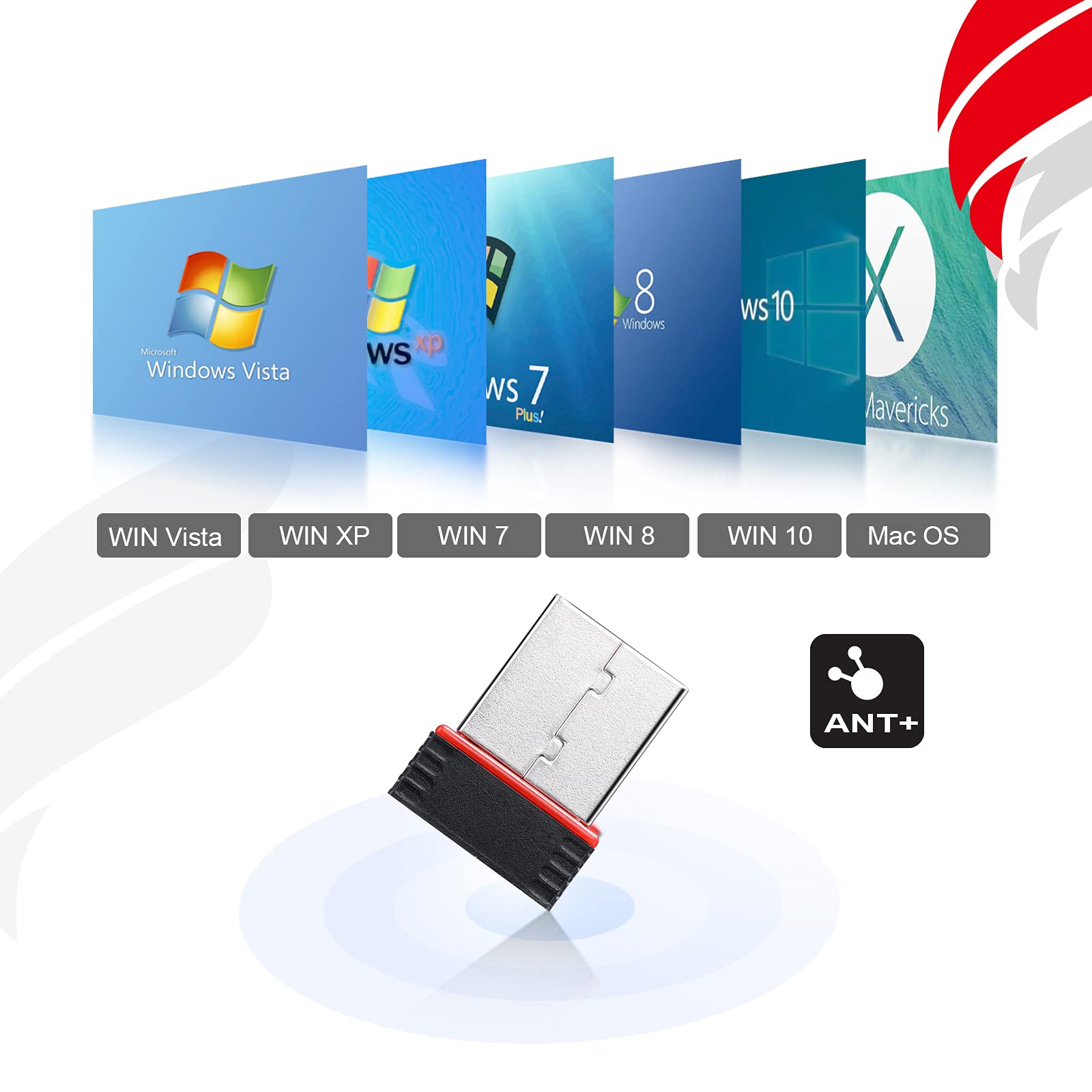 FITCENT ANT Dongle for Zwift Garmin Cycling and Fitness Device, ANT+ USB Dongle Stick Receiver for Wahoo, Suunto, TacX, Bkool, CycleOps, TrainerRoad
